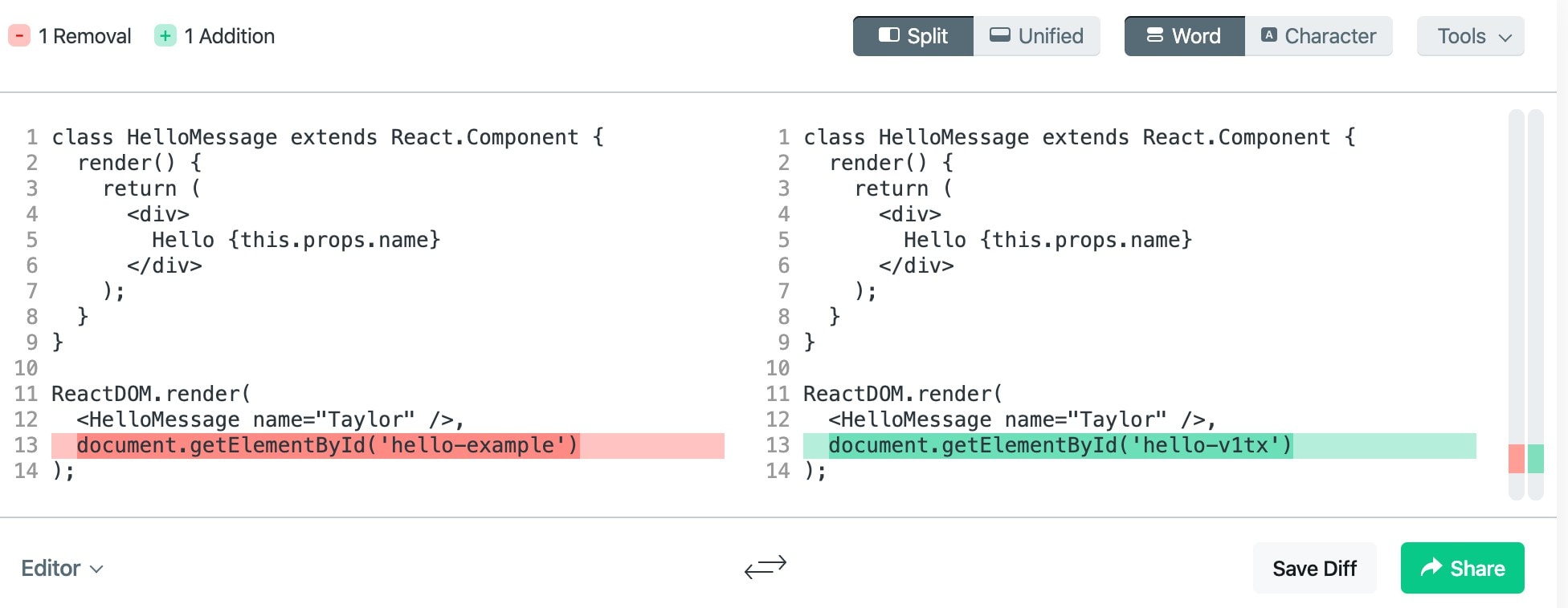Diffchecker 在线对比工具 支持文字、代码、图片等多种类型 - v1tx