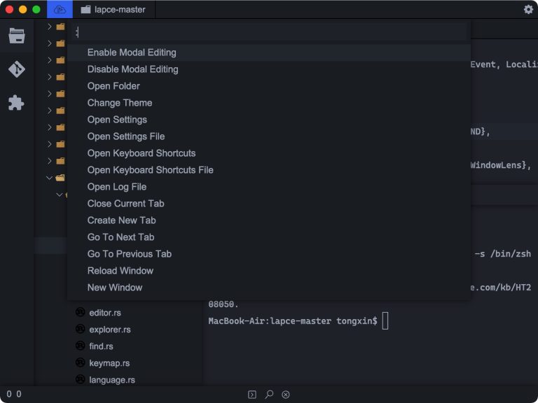 Lapce 免费开源的轻量级代码编辑器 - v1tx