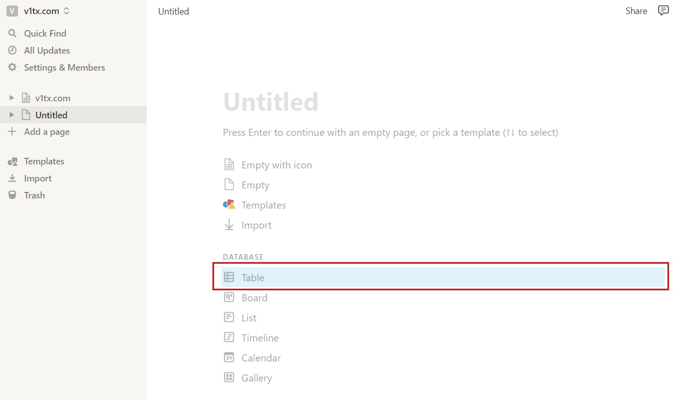 如何使用Notion数据库表格 - v1tx